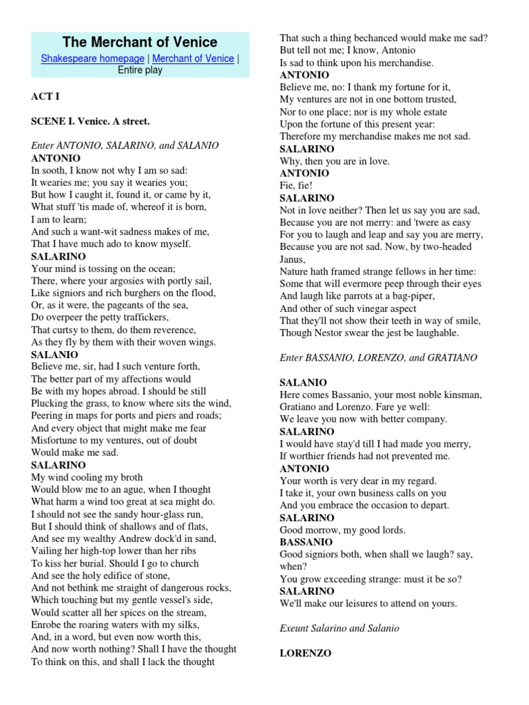 The Merchant of Venice | PDF | The Merchant Of Venice | Religion And Belief