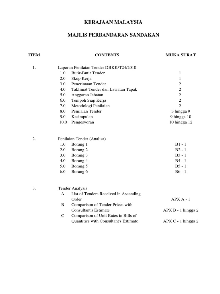 Laporan Penilaian Tender DBKK | PDF | Business | Finance & Money Management