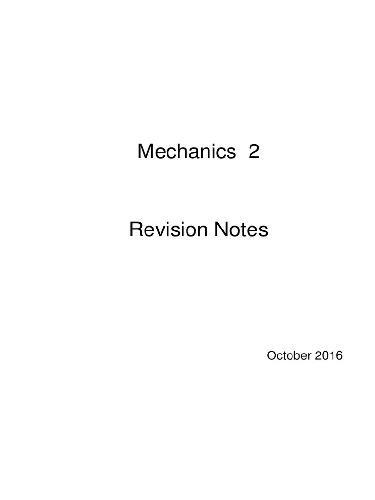Edexcel M2 Notes | PDF | Collision | Momentum