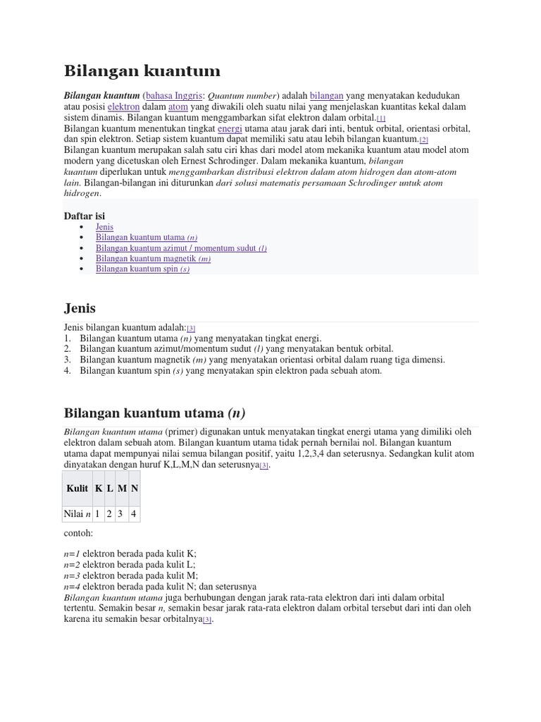 Bilangan Kuantum dalam Atom | PDF | Sains & Matematika