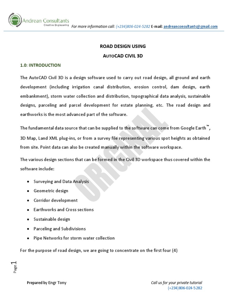 Road Design With AutoCAD Civil 3D | PDF | Auto Cad | Surveying