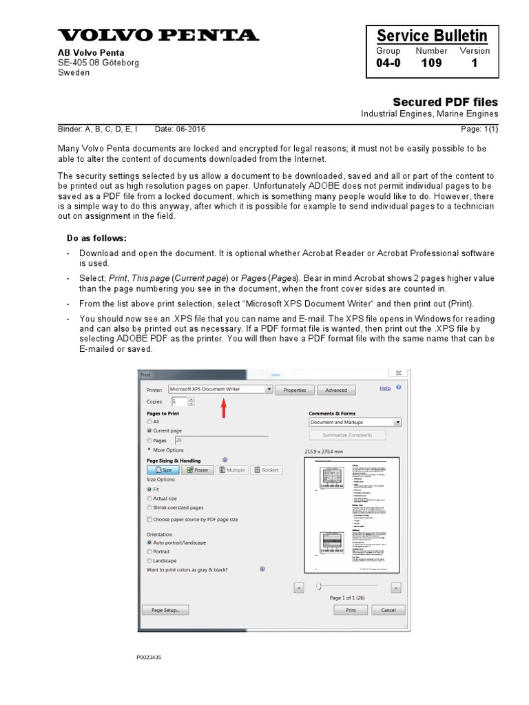 Service Bulletin: AB Volvo Penta | Download Free PDF | Microsoft ...