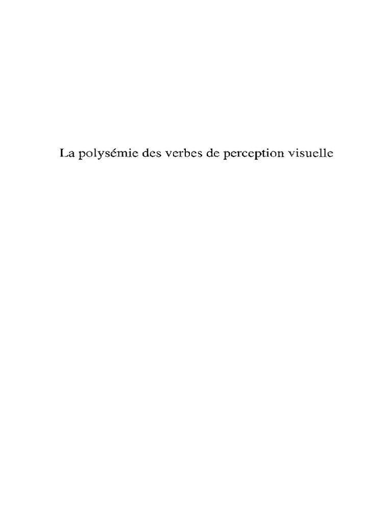 Polysémie des verbes de perception | PDF | Sémantique | la perception