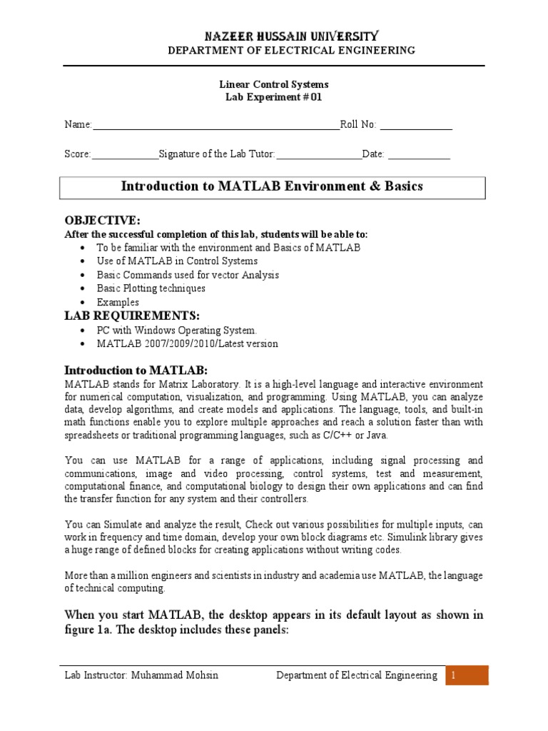 Lab 1 Pdf Trigonometric Functions Matlab 