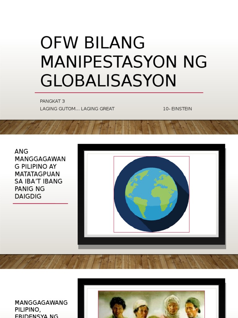 OFW Bilang Manipestasyon Ng Globalisasyon