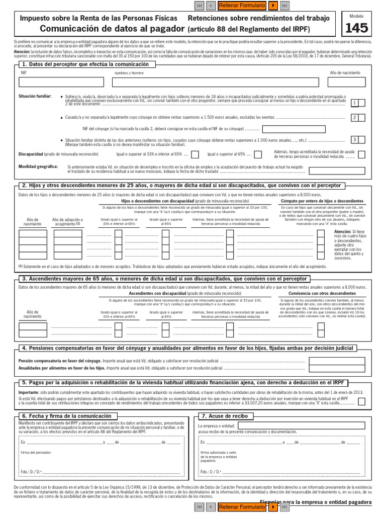 Modelo 145 | PDF | Invalidez | Gobierno