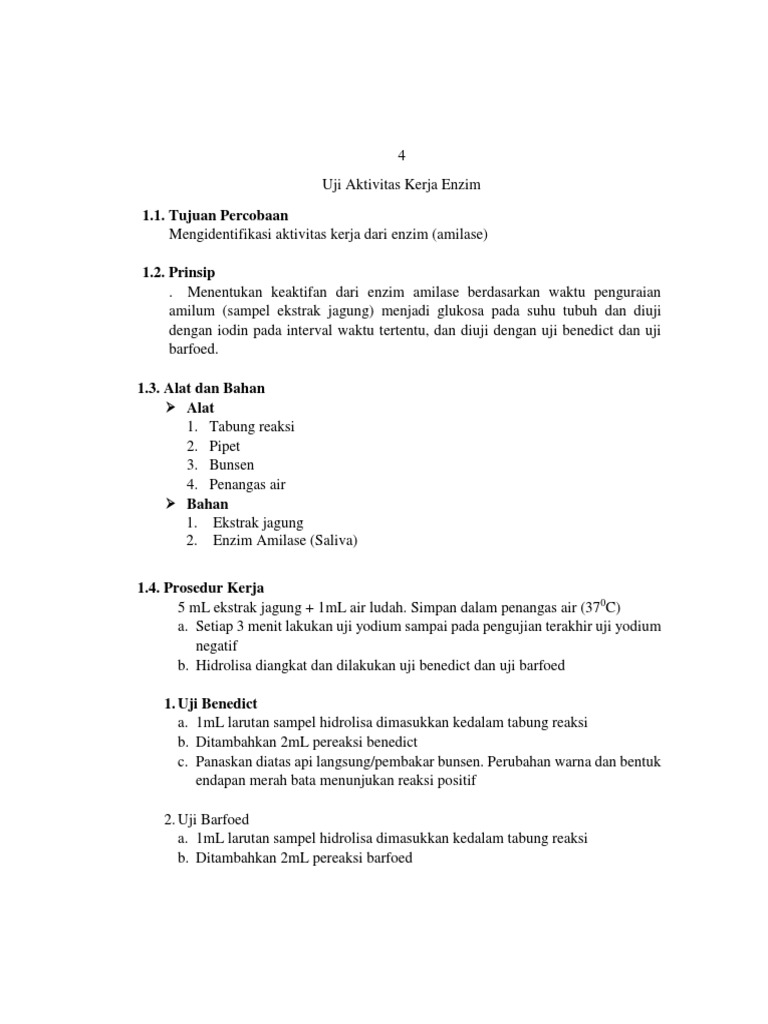 Uji Aktivitas Enzim Amilase | PDF