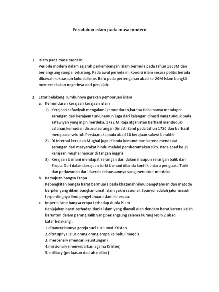 Peradaban Islam Pada Masa Modern | PDF