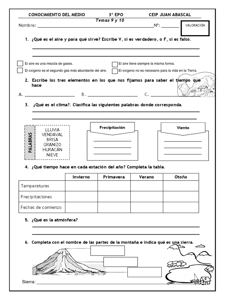 Examen Aire y Paisajes | PDF | Atmósfera de tierra | Clima