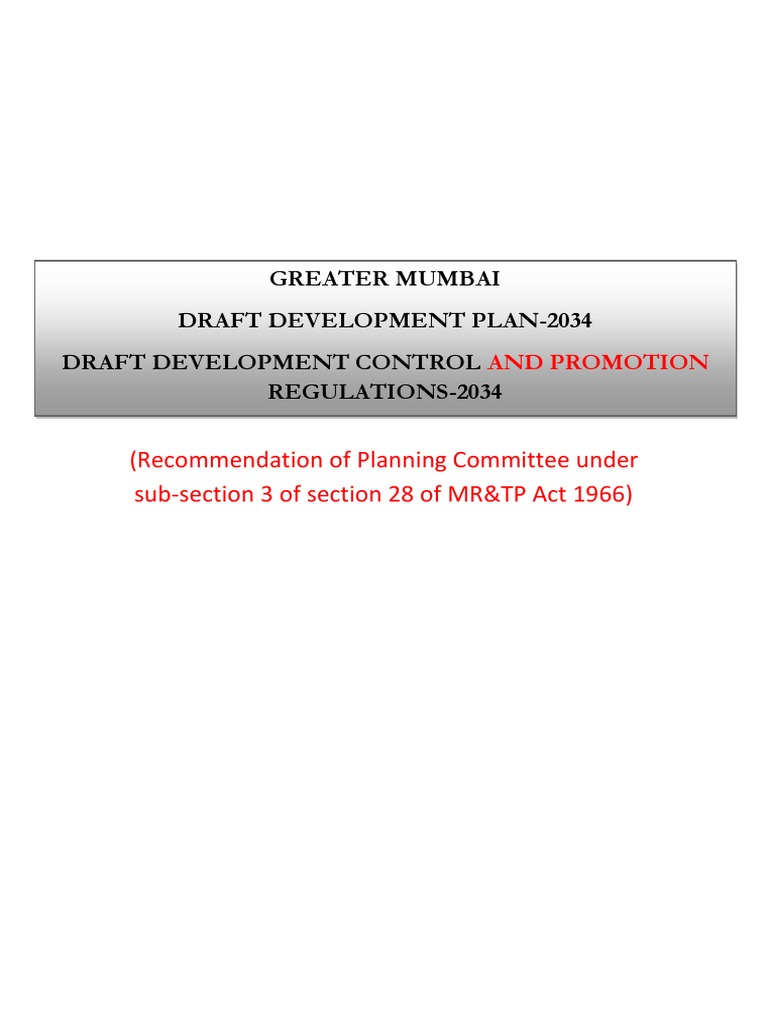 DCPR 2034: Mumbai Development Regulations | PDF | Public Participation ...