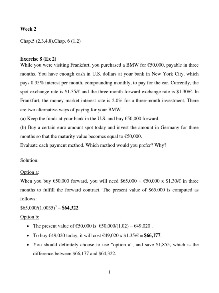 Week 2 Solutions To Exercises | PDF | Arbitrage | Exchange Rate