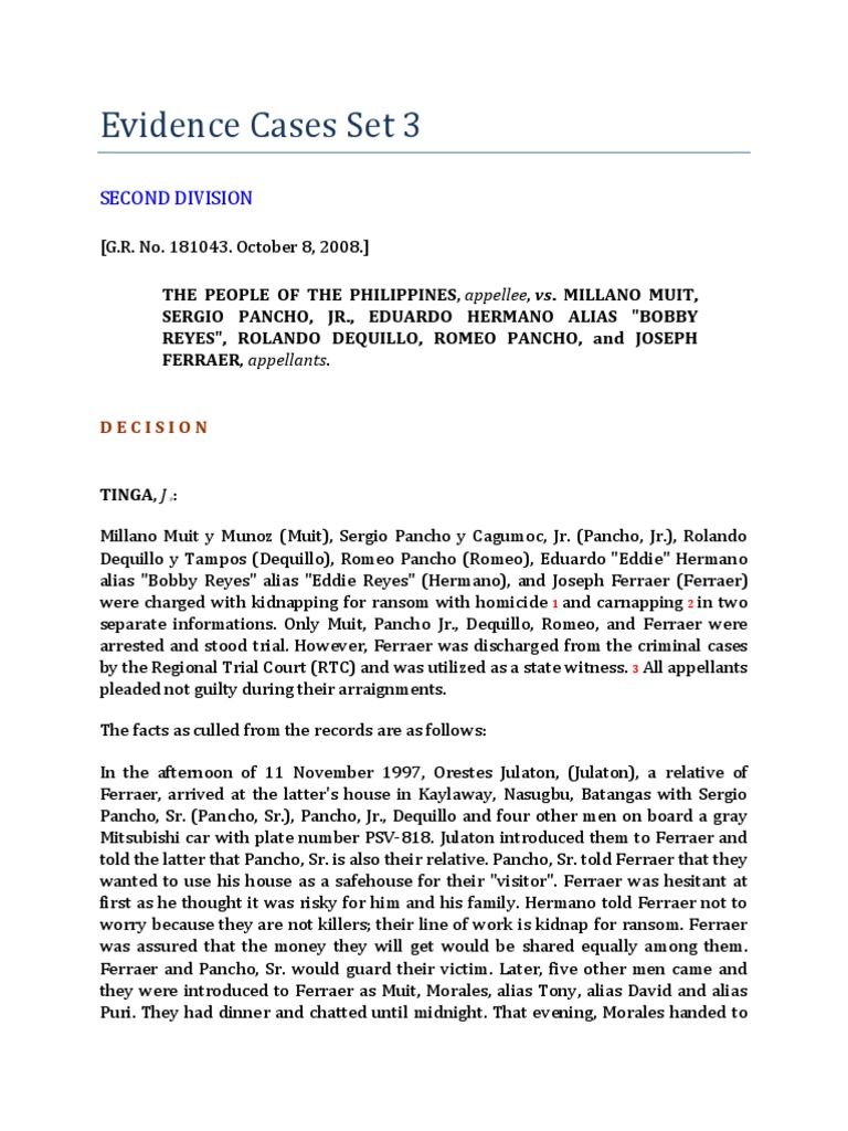 Evidence Cases (Extrajudicial Confessions) | PDF | Confession (Law ...