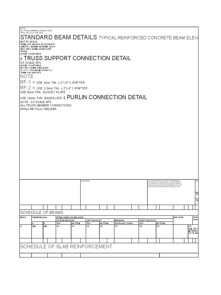 Schedule of Beam and Slab Sample | PDF | Truss | Beam (Structure)