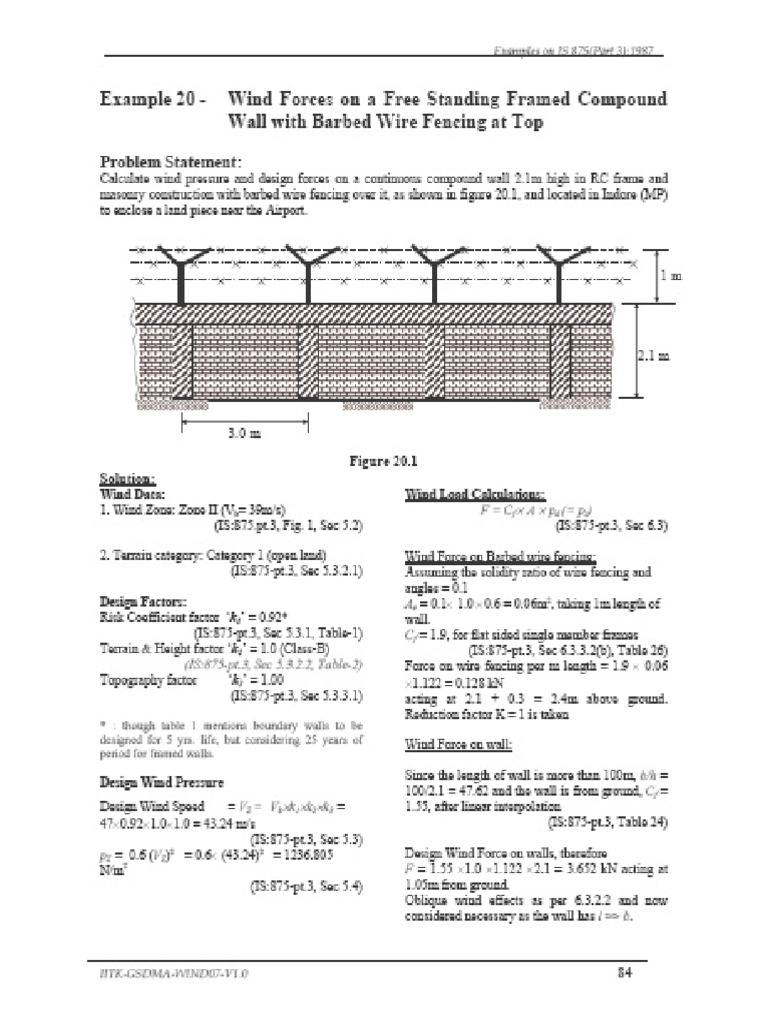 Freestanding Wall and Wind Load | PDF