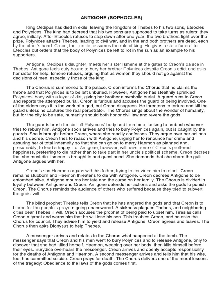 Antigone's Defiance of Creon's Decree | PDF | Ancient Thebes (Boeotia ...