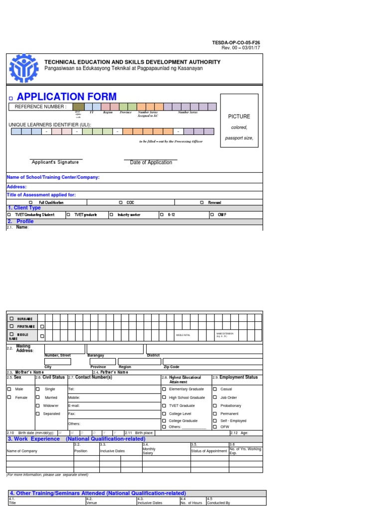 TESDA OP CO 05 Competency Assessment Forms | Vocational Education ...