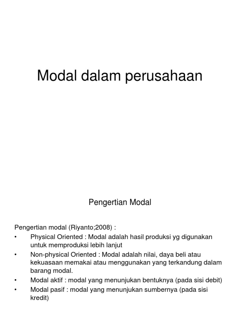 Modal Dalam Perusahaan | PDF