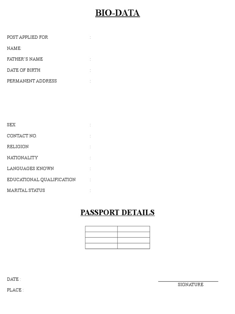 Bio-Data: Passport Details | PDF