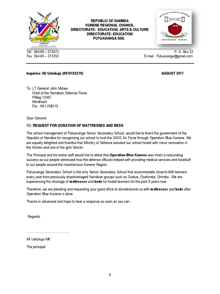 Principal Report 2 Putuavanga Secondary School 2017 | PDF | Namibia ...