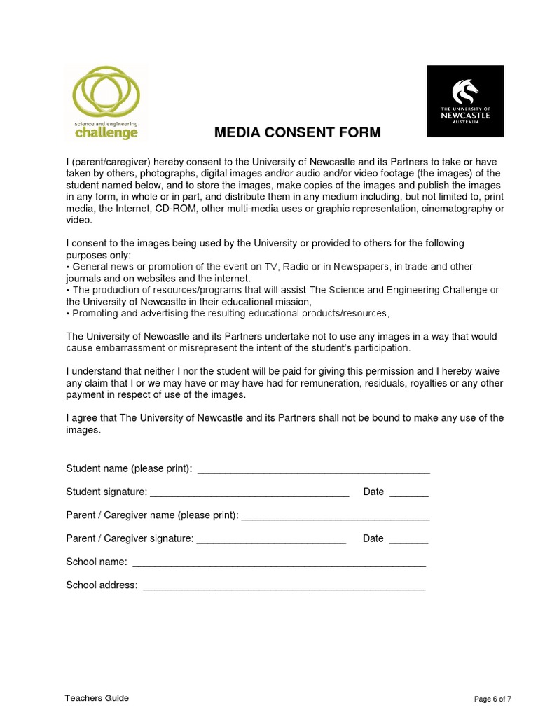 Media Consent Form: Teachers Guide | PDF