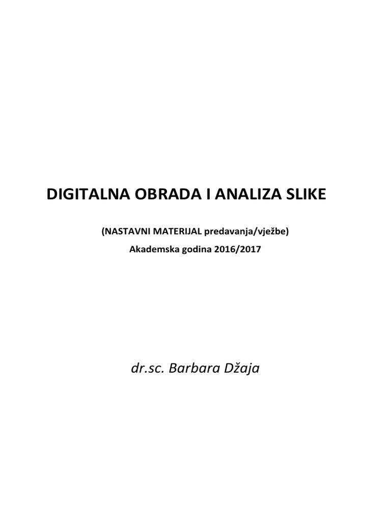 Digitalna Obrada Analiza Slike | PDF