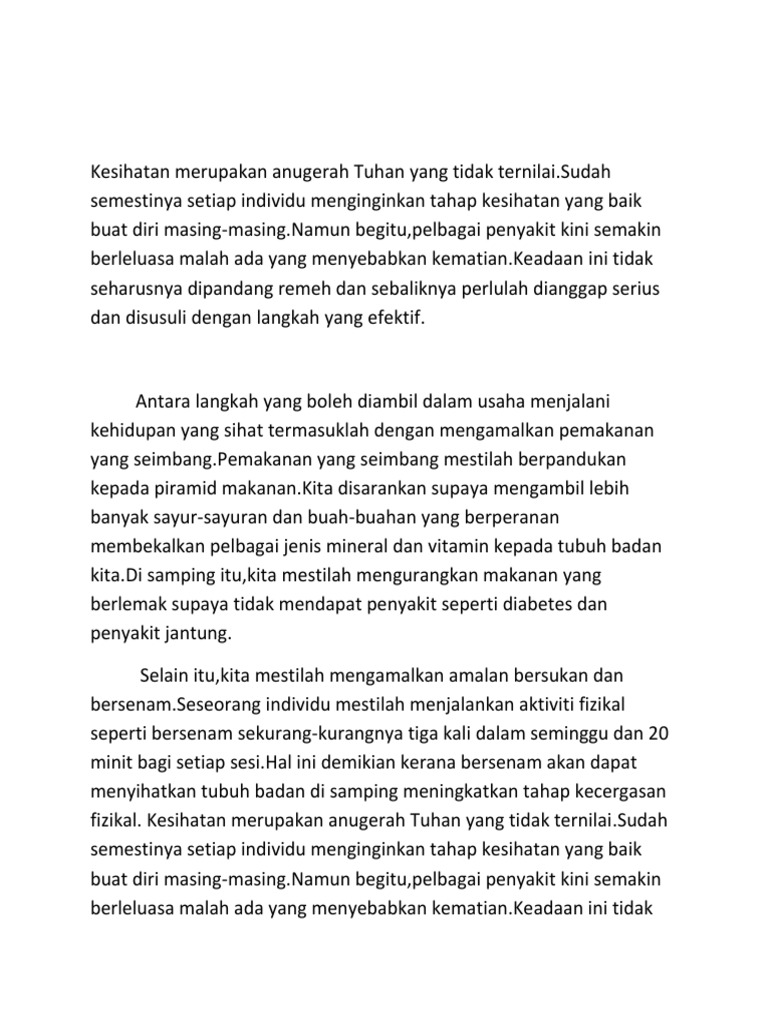 Karangan Kesihatan | PDF