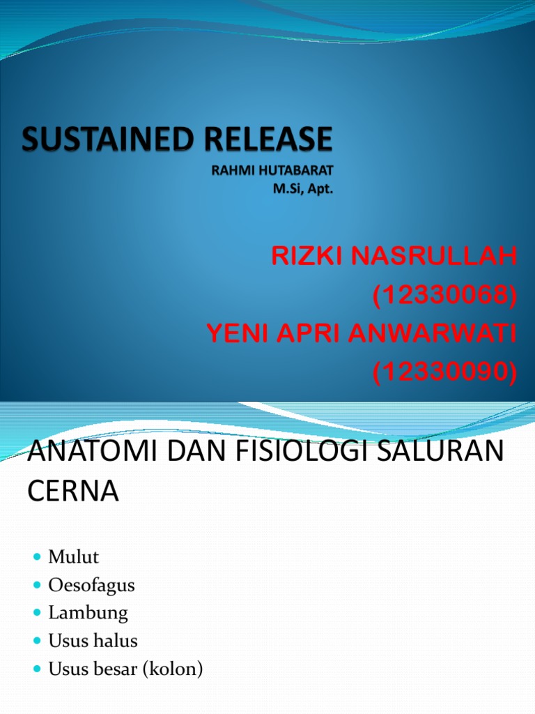 Sustained Release: Mekanisme dan Metode | PDF