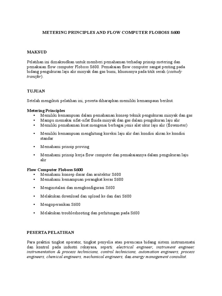 Metering Principles & Flowcom Floboss S600 | PDF | Bisnis | Komputer