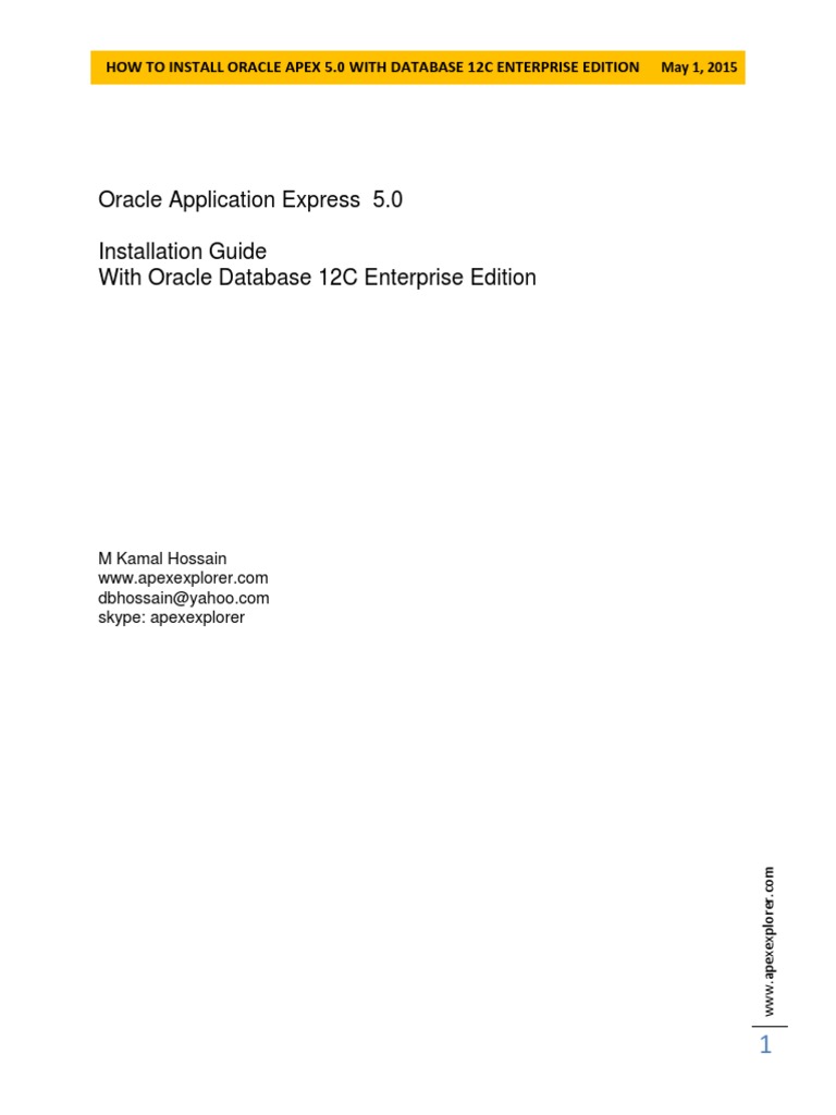 How To Install Oracle Apex 5 0 With Database 12c Pdf Zip File Format Databases