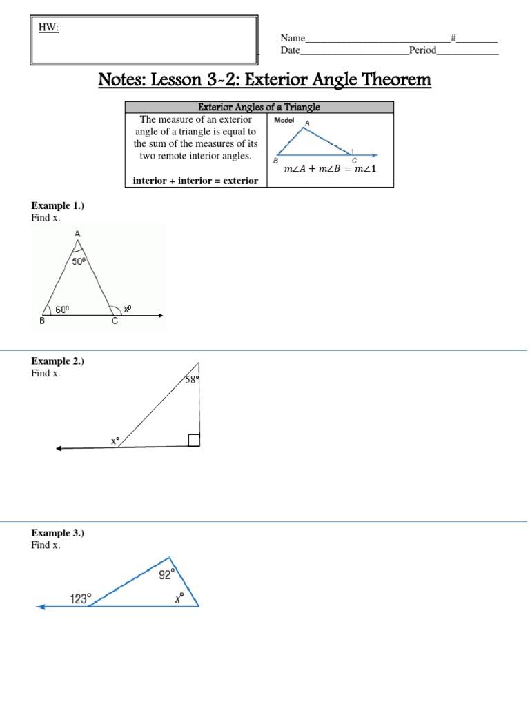 Geometry: Exterior Angle Theorem | PDF | Computers
