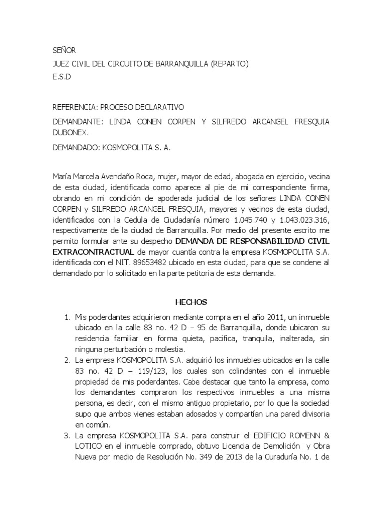 Demanda Procesal Civil | PDF | Agitación