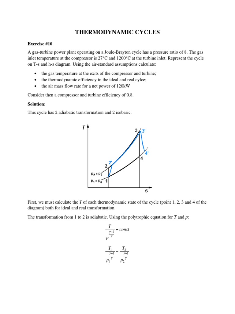 Joule-Brayton Cycle Analysis | PDF | Gas Compressor | Gas Turbine