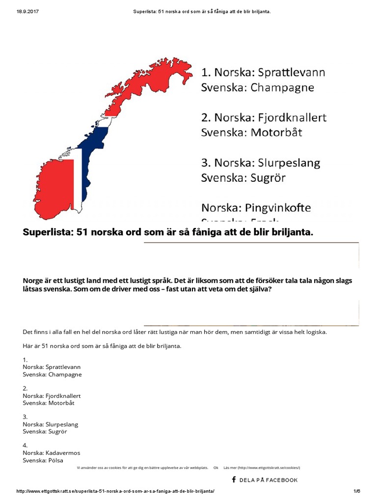 Superlista - 51 Norska Ord Som Är Så Fåniga Att de Blir Briljanta | PDF