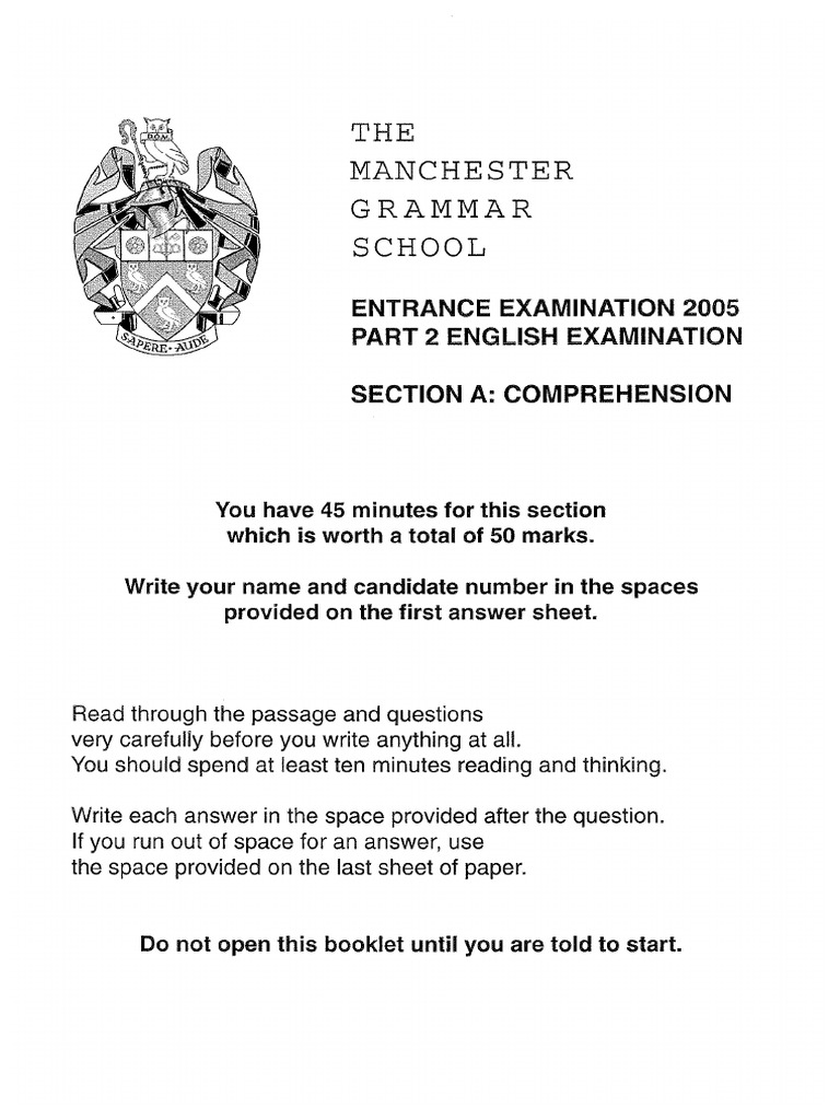 English Part 2 (Comprehension) - 2005 | PDF