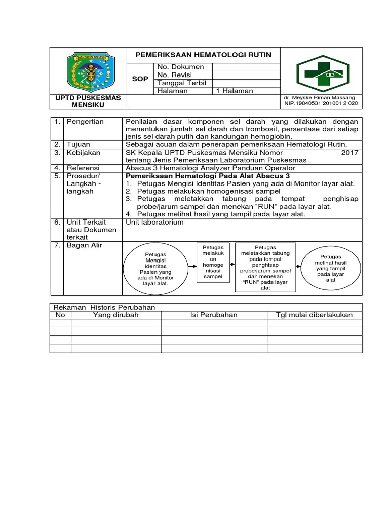 Spo Pemeriksaan Hematologi Rutin Abacus 3 | PDF