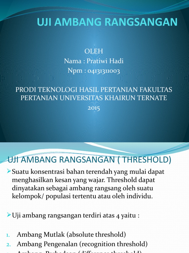 Uji Ambang Rangsangan Rasa | PDF