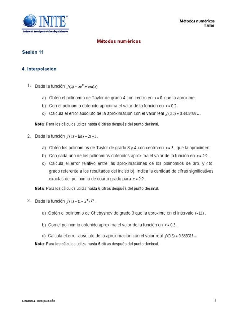 Taller Metodos Numericos Interpolacion | Descargar gratis PDF ... Taller Metodos Numericos Interpolacion | Descargar gratis PDF ...