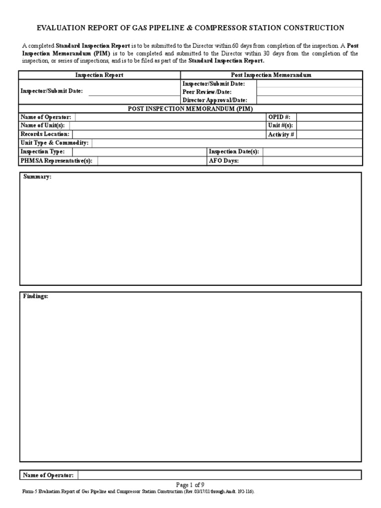 PHMSA - Form - 5 - Gas Pipeline - and - Compressor - Station ...