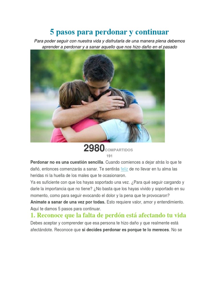 5 Pasos para Perdonar PDF | PDF | Perdón | Conceptos psicologicos 5 Pasos para Perdonar PDF | PDF | Perdón | Conceptos psicologicos