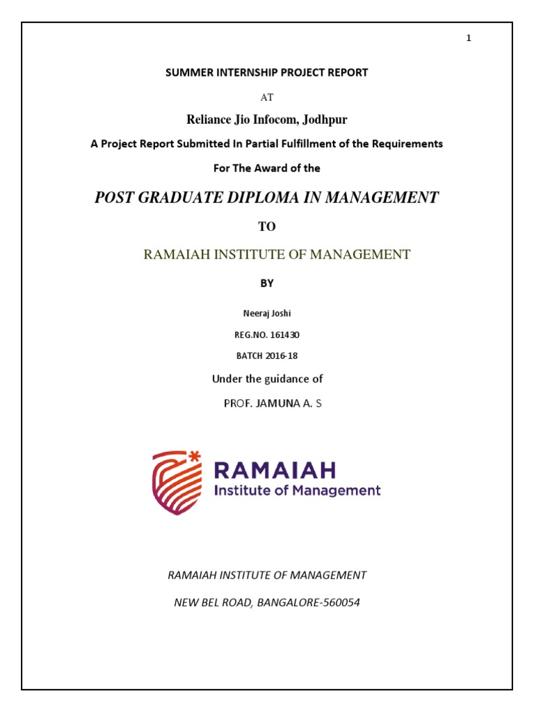 Summer Internship Project Report in Reliance Jio | PDF | Internet ...
