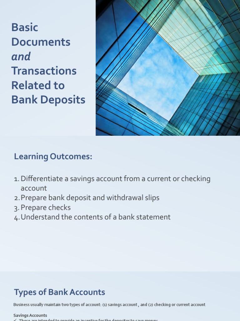 Bank Deposits: Documents and Transactions | PDF | Transaction Account ...