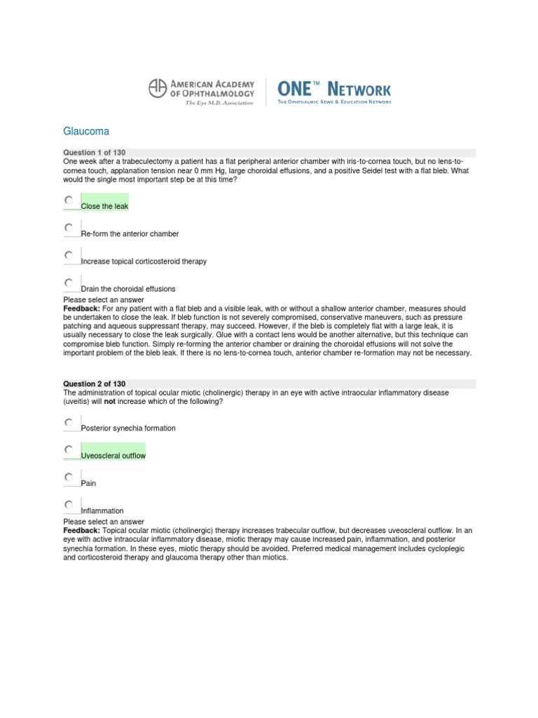 AAO Network Glaucoma | PDF | Glaucoma | Diseases Of The Eye And Adnexa