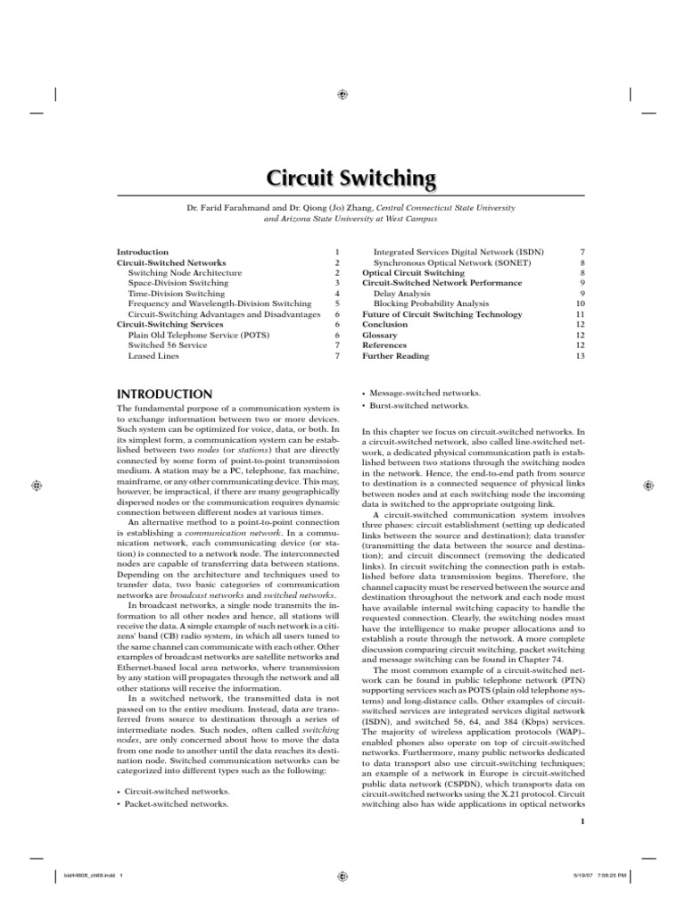 Time and Space Division Switching | PDF | Computer Network | Wavelength Division Multiplexing