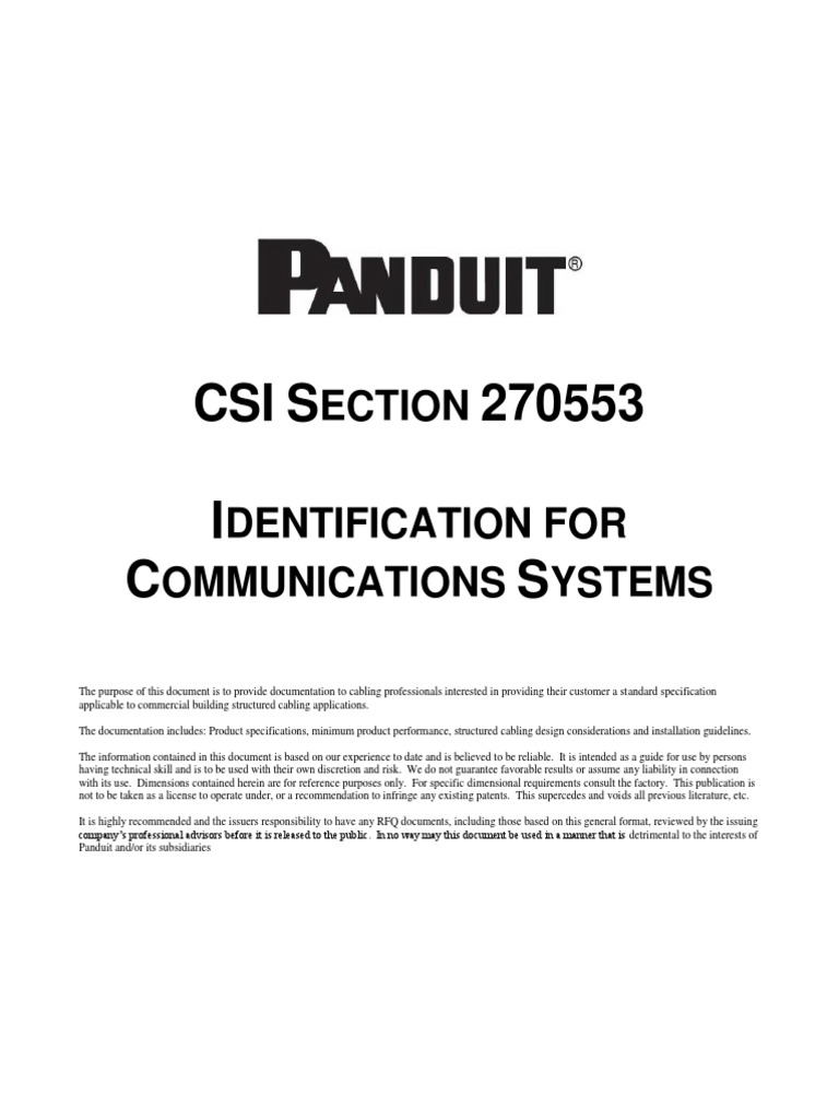 Csi Section 270553 | PDF | Data Center | Electrical Connector
