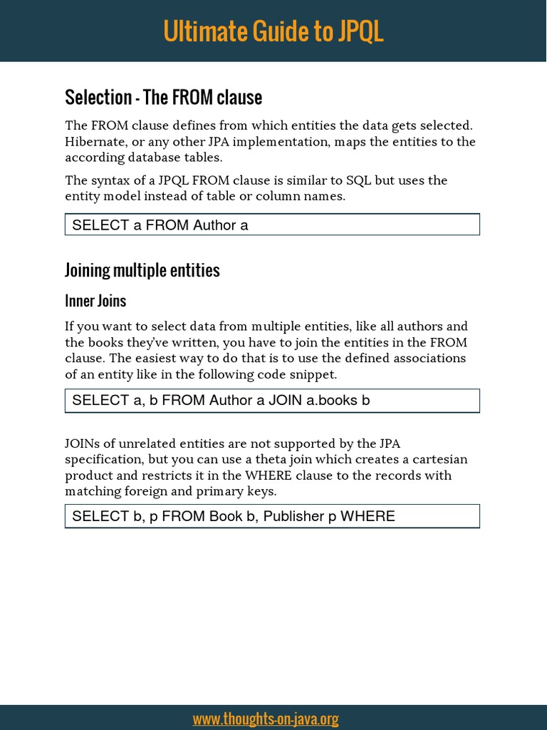 Ultimate Guide To JPQL PDF | PDF | Sql | Databases