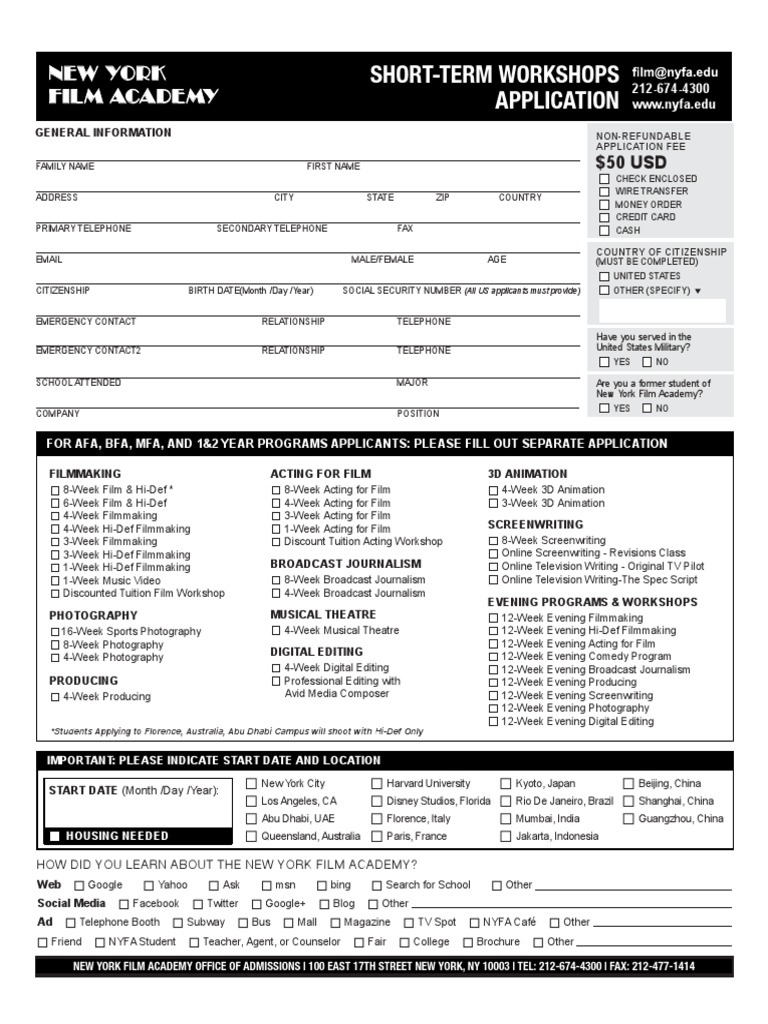 Short Term Application Form | PDF | Screenwriting | Filmmaking