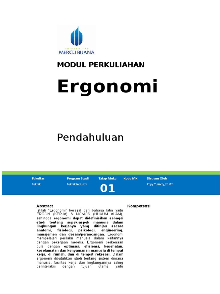Modul Ergonomi (TM1) | PDF | Teknologi & Rekayasa