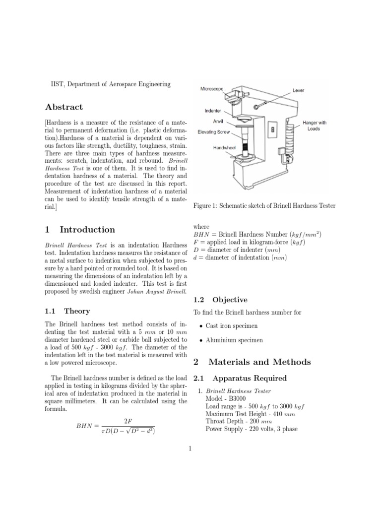 Brinell Hardness Report | PDF | Hardness | Chemical Product Engineering