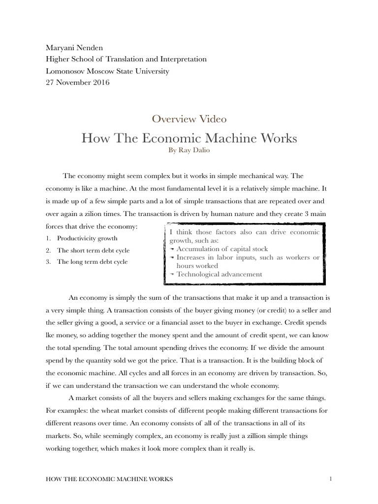How The Economic Machine Works | PDF | Deleveraging | Credit (Finance)