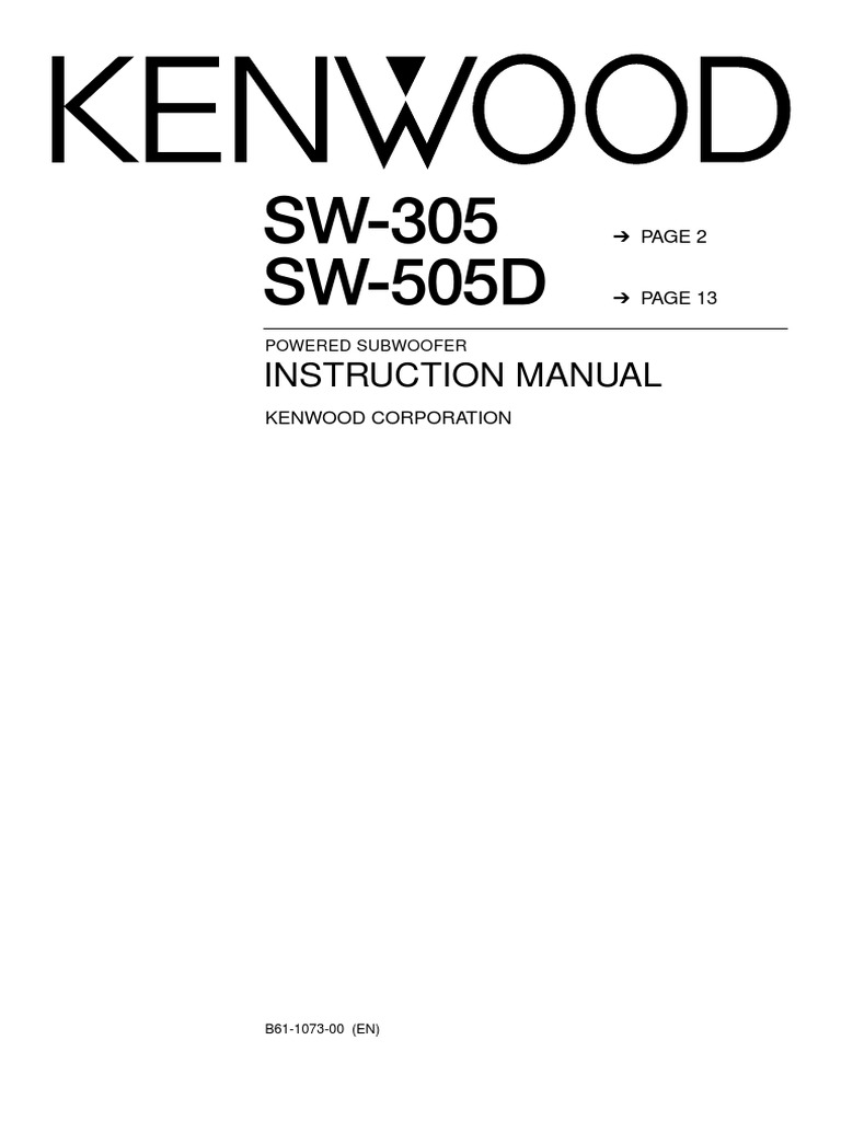 SW-305 SW-505D: Instruction Manual | PDF | Loudspeaker | Amplifier